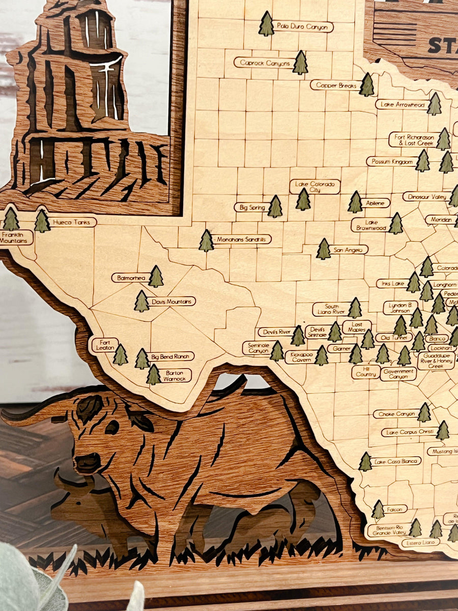 Personalized Texas State Park Map